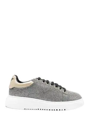 Emporio Armani Glitter Effect Logo Patch Sneakers - Grey