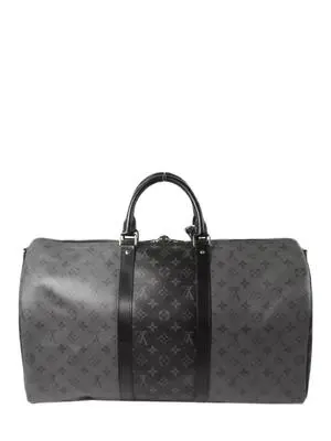 LOUIS VUITTON Keepall Bandouliere 50 Monogram Eclipse Luggage Bag - Grey
