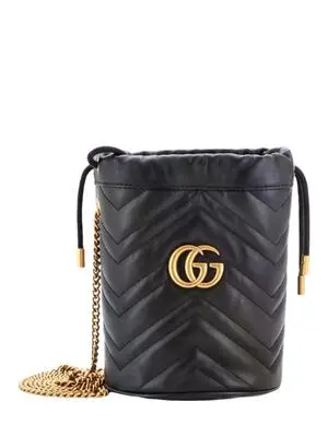 Gucci Gg Marmont Matelassé Leather Mini Bucket Bag - Black