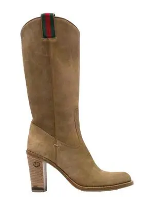 Gucci Suede Cowboy Boots - Brown