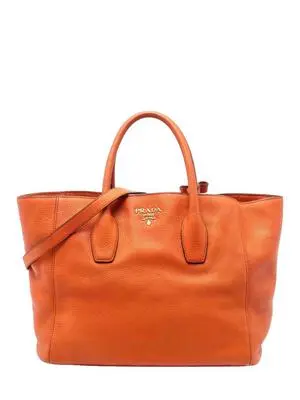 Prada Prada Vitello Daino Convertible Tote Satchel Orange