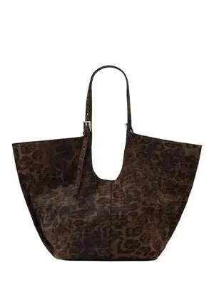 ALLSAINTS AllSaints Suede Leopard Print Tote Bag Brown