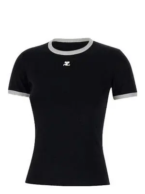 COURREGES Color-blocked T-shirt - Black