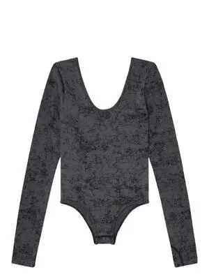 DIESEL® Open-back Utilitarian Print Bodysuit - Black