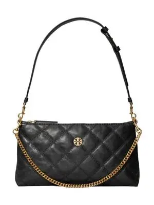 Tory Burch Quilted Leather Shoulder Bag With Chain Strap - Black