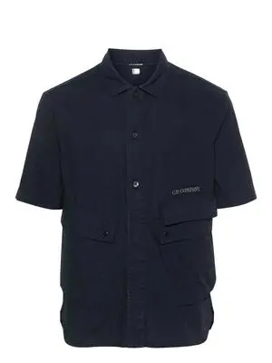 C.P. COMPANY Embroidered-logo Cotton Shirt - Black