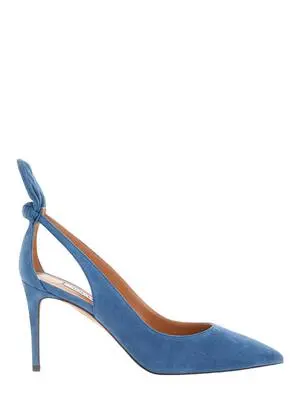 AQUAZZURA Bow Tie Pointed-toe Pumps - Blue