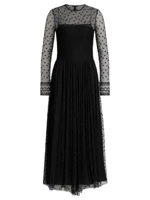 Alberta Ferretti Sheer Embroidered Tulle Dress - Black