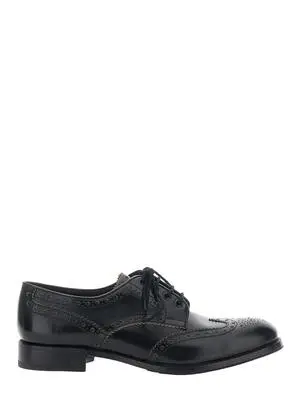LIDFORT Leather Lace-up Derby Shoes - Black