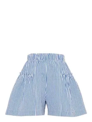 Monnalisa Elastic Waist Striped Shorts - Blue