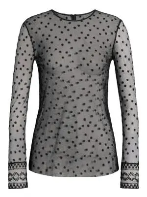 Alberta Ferretti Embroidered Lace High-neck Shirt - Black