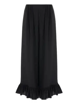 Chloé Ruffled Cuff Wide Leg Pants - Black
