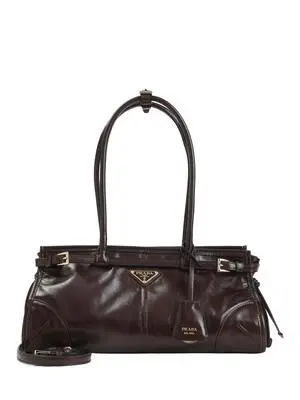 Prada Bonnie Logo Plaque Medium Shoulder Bag - Black