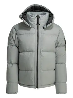 Stone Island Stone Island Short Down Jacket With Insulated Hood Gray