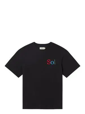THINKING MU Black Embroidered Sol Type Aaron Tshirt