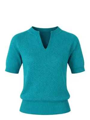 SACHA DRAKE Henley Knit Top - Green