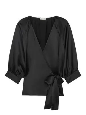 BY MALENE BIRGER Wrap Blouse With Tie Detail - Black