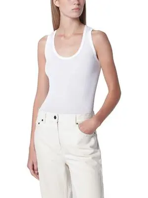 THE ROW Cendrea Ribbed Cotton Jersey Tank Top - White