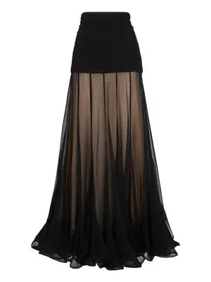Zimmermann Pleated Silk Georgette Maxi Skirt - Black