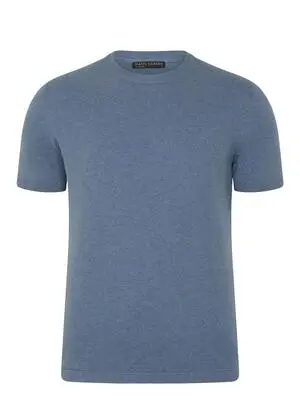 PAUL JAMES KNITWEAR Lightweight Cotton Julius Knitted T-shirt Denim - Blue