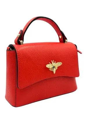 FRANCHETTI BOND Bee Italian Leather Handbag - Orange