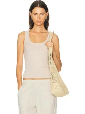 Enza Costa Rib Crop Tank Top - Flax