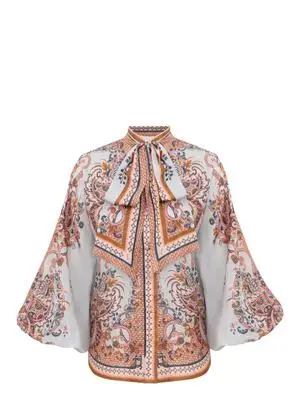 Zimmermann Zimmermann Aster Tie Neck Blouse Multicolor
