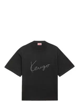 Kenzo Logo Embroidered Crewneck T-shirt - Black