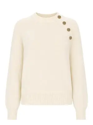 Balmain Embellished Button Knit Sweater - Ivory