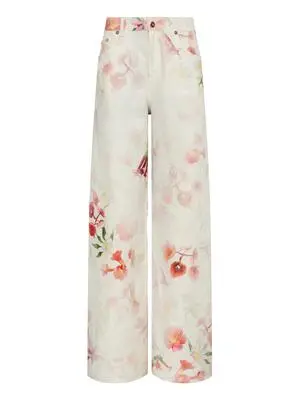 GABRIELA HEARST Gabriela Hearst Amoret Printed Linen Barrel-Leg Jeans