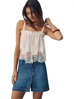 PILCRO Utility Denim Mini Skirt - Medium Denim