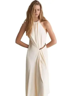 REISS Evie Half-belt Gathered Maxi Dress - Ivory