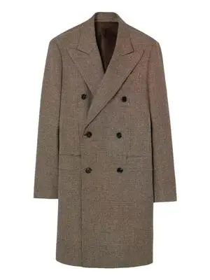Burberry Denbury Tailored Coat In Wool-linen Blend - Brown