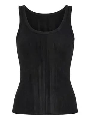 PATRICK ASSARAF Ribbed Knit Tank Top - Black