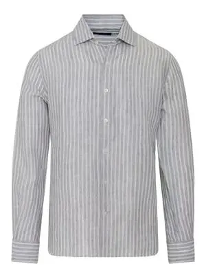 PATRICK ASSARAF Striped Long-sleeve Shirt - Grey