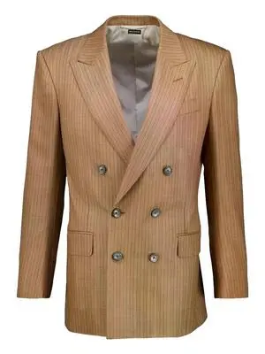 TOM FORD Stripe-print Double-breasted Jacket - Neutrals