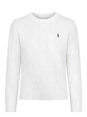 Polo Ralph Lauren Cable Knit Embroidered Logo Jumper - White