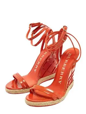 Burberry Hassendean Criss-cross Wedge Sandals - Orange
