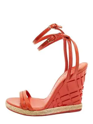 Burberry Hassendean Criss-cross Wedge Sandals - Orange
