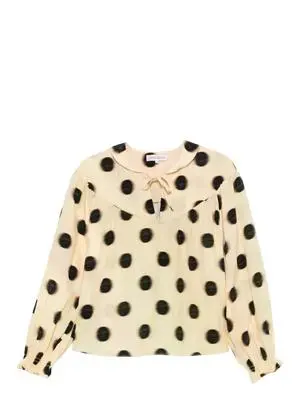 Stine Goya Polka-dot Tie-neck Blouse - Neutrals