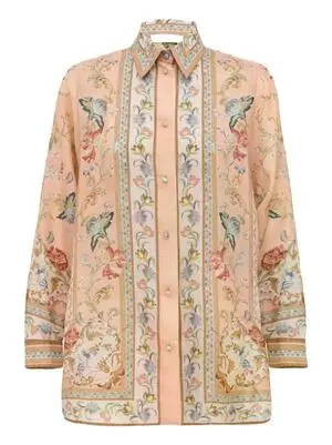 Zimmermann Silk Floral-print Shirt - Pink
