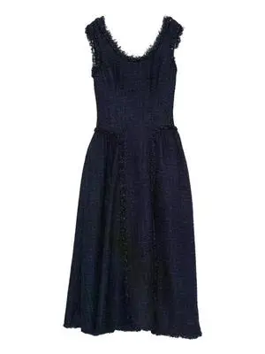 SELF-PORTRAIT Self-Portrait Bouclé Midi Dress Blue