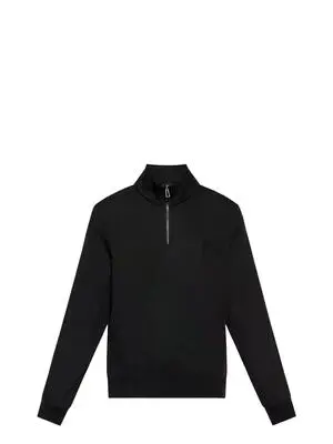 MPS Quarter-zip Cotton Sweatshirt With Side Stripe Detail - Black