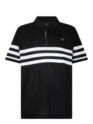 Paul & Shark Striped Zip-fastening Polo Shirt - Black