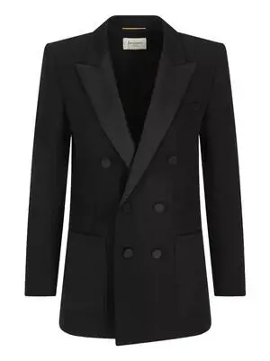 Saint Laurent Grain De Poudre Double-breasted Jacket - Black