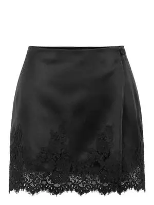 SOLAQUA Harper Lace-trim Mini Skirt - Black