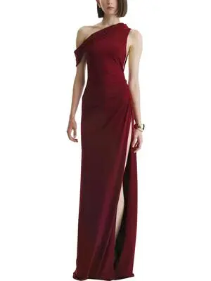 2310 STUDIO One-shoulder Draped Maxi Dress - Red