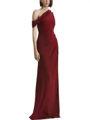 2310 STUDIO One-shoulder Draped Maxi Dress - Red