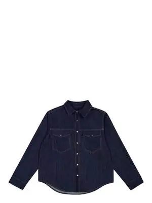 ANAII Indigo Denim Shirt With Contrast Topstitching - Blue