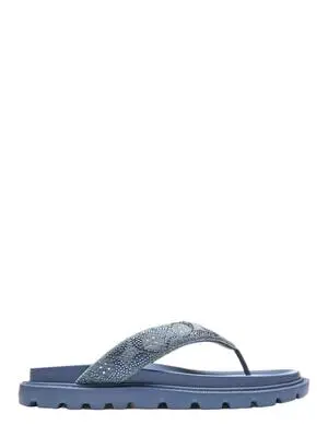 COACH Crystal Embellished Logo Flip Flops - Blue